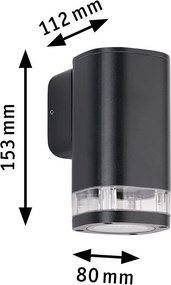 P 94718 Venkovní nástěnné svítidlo Colum IP44 80x112mm max. 20W 230V antracit hliník - PAULMANN