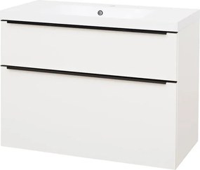 Mereo Mereo, Mailo, koupelnová skříňka s umyvadlem z litého mramoru 101 cm, černé madlo, CN512MB