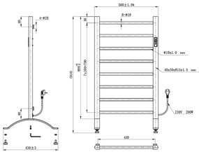 BPS-koupelny Elektrický koupelnový radiátor HYD-TAA-BL 200W, 50x91 cm, černý