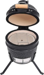 Zahradní gril a udírna 2 v 1 Kamado keramický 56 cm černý 316093