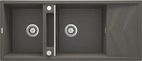 Deante Magnetic, 2-komorový granitový dřez s odkapávačem 1160x500x224 mm, antracitová metalíza, DEA-ZRM_T213