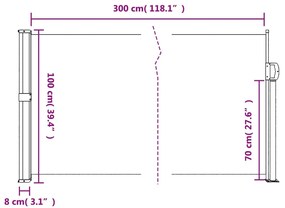 Zatahovací boční markýza hnědá 100 x 300 cm - Default Title