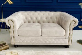Designová dvousedačka Chesterfield 150 cm šampaňský samet - skladem
