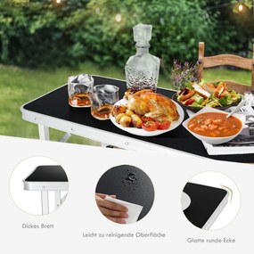 Costway Skládací hliníkový kempingový stůl se 2 patry Camping Cabinet, černý