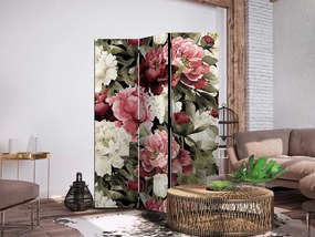 Pokojová zástěna Floral Motif - Peonies Painted With Watercolor in Warm Colors [Room Dividers]