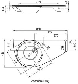 Ravak XJ1P1100000 - Závěsné umyvadlo AVOCADO 85x45 cm litý mramor/bílá