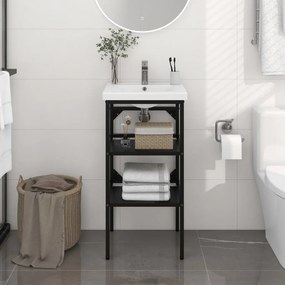 Koupelnový regál pod umyvadlo černý 40 x 38 x 83 cm železo 338487