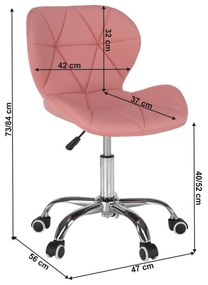 Kancelářská židle NOMI - kov, ekokůže, růžová / chrom