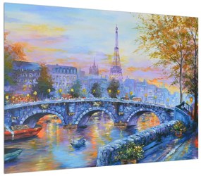 Obraz malované krajiny s Eiffelovou věží (70x50 cm)
