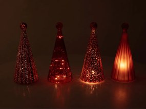 Skleněný svítící stromeček TWINKLE s LED osvětlením 22 cm, červené odstíny