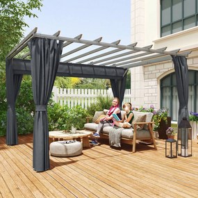 Pergola cca 3,6x3 m Zahradní pavilon Hliníkový kryt terasy s nastavitelnou střechou Tmavě šedá barva