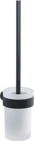 Sapho Gedy Koupelnové doplňky - WC štětka nástěnná s držákem, černá mat/sklo satin PI330314