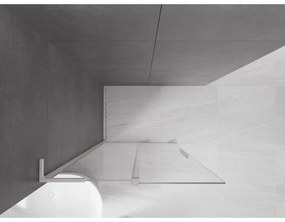 Mexen Velar L, posuvná sprchová zástěna Walk-in 100 x 200 cm, 8mm čiré sklo, broušená ocel, 871-100-003-03-97