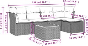 6dílná zahradní sedací souprava s poduškami béžová polyratan 3223616