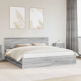 Rám postele s čelo Šedá Sonoma 200 x 200 cm Inženýrské dřevo 3410677