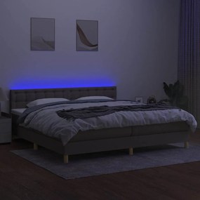 Box spring postel s matrací a LED taupe 200x200 cm textil 3134065