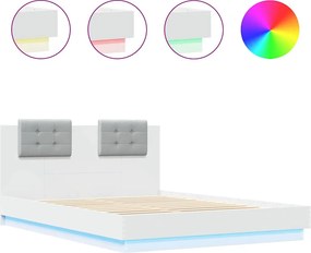 Rám postele s čelem a LED osvětlením bílý 120 x 200 cm 3210017