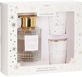 Aroma dárkový set Warm Winter, vůně Cozy Flannel, difuzér + 2x svíčka