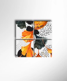 Malvis ® Obraz Grafická koláž Ginkgo ROZMĚR (šířka x výška): čtyřdílný čtverec 80x80 cm