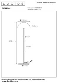 Lucide 45796/01/33 stojací lampa Siemon, zelená, E27, 160cm