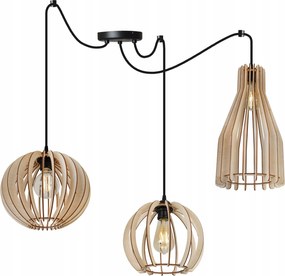 Závěsné Stropní Svítidlo Trojitý Dřevěný Lustr Moderní Boho MIX Led