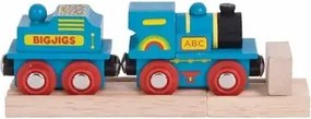Bigjigs Rail Modrá mašinka s tendrem + 2 koleje / od 3 let