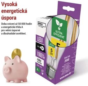 Emos lighting LED žárovka Filament A60 A CLASS/ E27 / 5 W (75 W) / 1 060 lm / neutrální bílá 1525283412