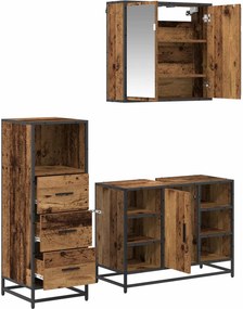 Sada koupelnového nábytku 3 ks Staré dřevo 80 x 33 x 60 cm 3402524