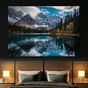 Obraz na plátně - Horské štíty a průzračné jezero FeelHappy.cz Velikost obrazu: 40 x 30 cm
