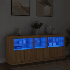 Příborník S Led Osvětlením Bílý 162 X 37 X 67 Cm dub sonoma