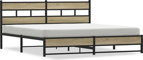 Kovový rám postele bez matrace dub sonoma 193 x 203 cm 3308501