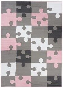 Dětský koberec PINKY Z414C Puzzle šedý, růžový