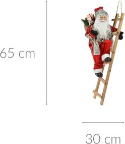 Vánoční dekorace Santa Claus na žebříku, 65 cm