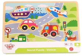 Tooky Toy Dřevěné puzzle pro děti Dopravní prostředky-auta