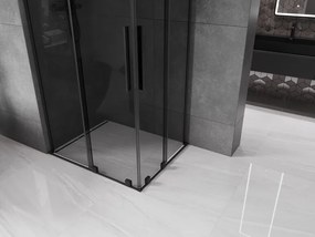 Mexen Velar L Duo, sprchový kout s posuvnými dveřmi 90 x 80 cm, 8mm šedé sklo, černá matná, 871-090-080-02-43-70