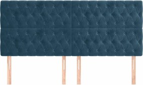 Čelo postele tmavě modré 200x7x118/128 cm sametové 3116738