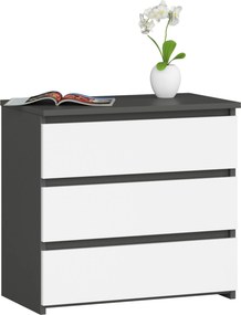 Komoda CL3 3SZ CLP grafitová šedá/bílá