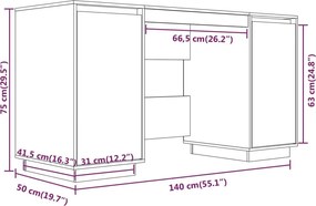 vidaXL Psací stůl 140 x 50 x 75 cm masivní borové dřevo [814325] Barva: Černá