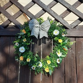 Velikonoční věnec na dveře 39 cm, plast, venkovní