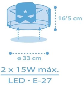 Dalber 61816 - Dětské stropní svítidlo BLUE HERO 2xE27/15W/230V