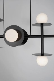 Bílé/černé kovové závěsné svítidlo se skleněným stínidlem Pielo – Nova Luce