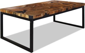 vidaXL Konferenční stolek teak a pryskyřice 110 x 60 x 40 cm [244553] Barva: Černá