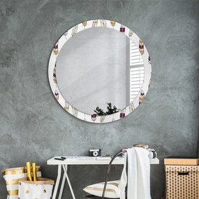 Kulaté dekorativní zrcadlo Peří fi 90 cm