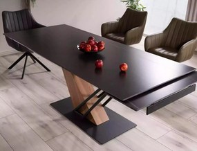 Rozkládací jídelní stůl Genesis 160/220 cm černý mramor/jasan