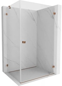 Mexen Lunar-B, pravostranný výklopný sprchový kout 75 x 70 cm, 8mm čiré sklo, profil růžové zlato, 832-075-070-60-00-P