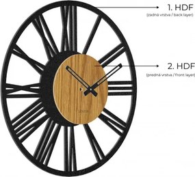 Moderní dřevěné nástěnné hodiny rýmské - Luxusní design | SENTOP HDFK028-dub