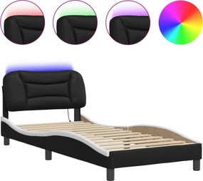 Rám postele s LED bez matrace Hvar černý a bílý 90x190 cm 3213904