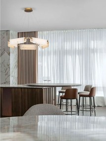 Krémové/v mosazné barvě LED stmívatelné závěsné svítidlo v dekoru mramoru ø 93 cm Aider – Nova Luce
