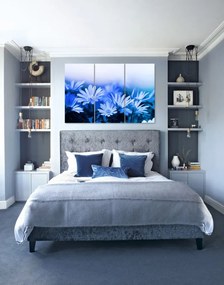 Malvis ® Vícedílný obraz - Modré kopretiny Velikost: 120x80 cm