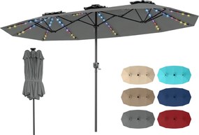 Costway Dvojitý slunečník s LED osvětlením Obdélníkový – 400 × 210 cm, šedá